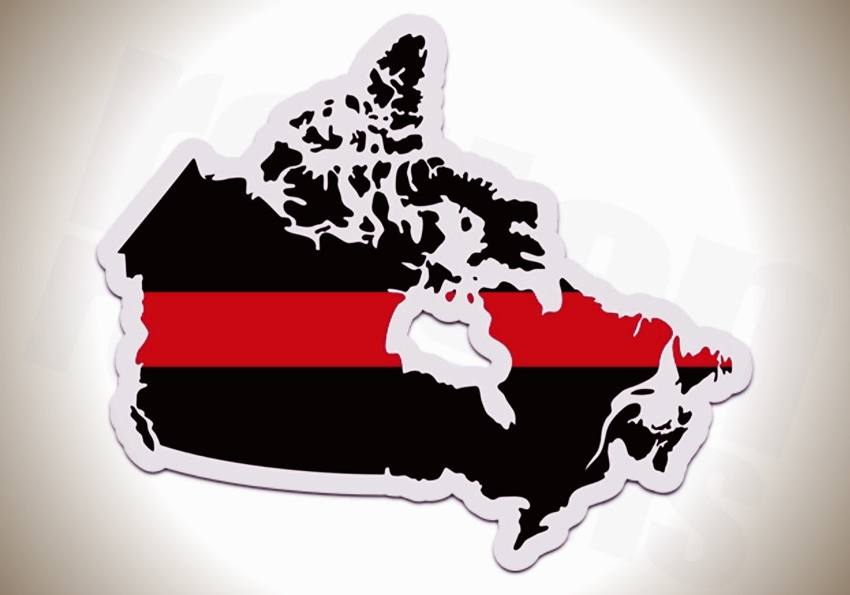 Canada Country Outline Thin Red Line Decal Firefighter Fire Rescue Vin ...