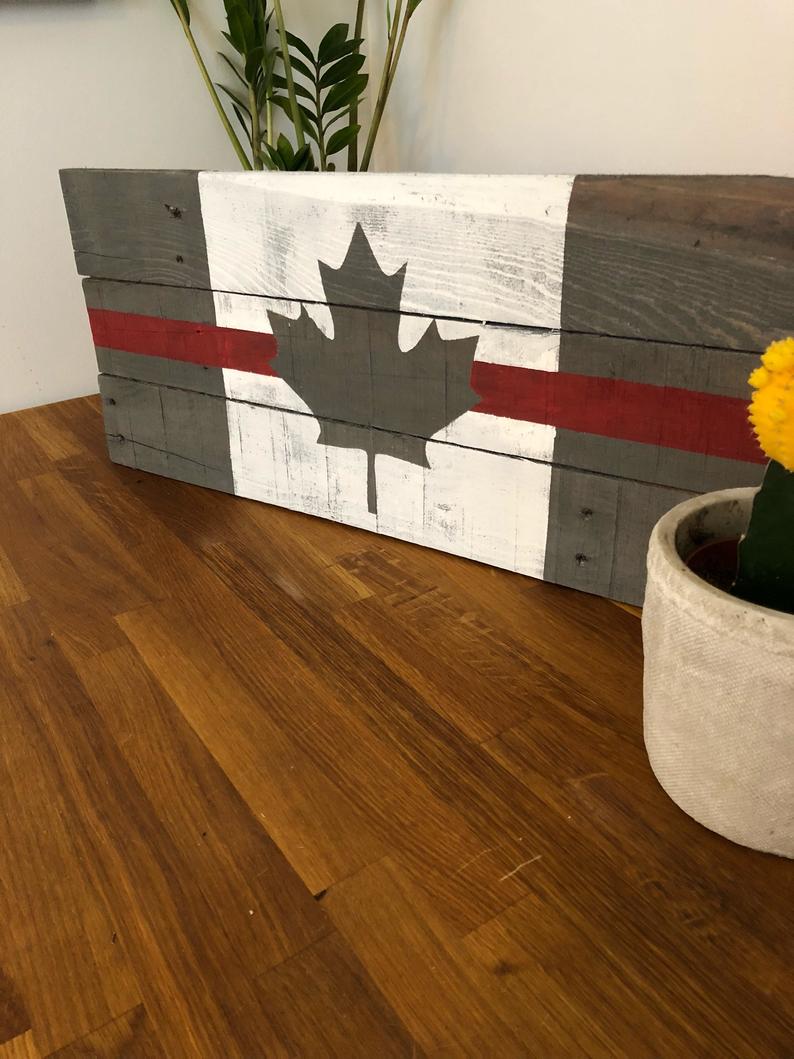 Thin Red Line Canada Flag made from One of a kind distressed / reclaim ...