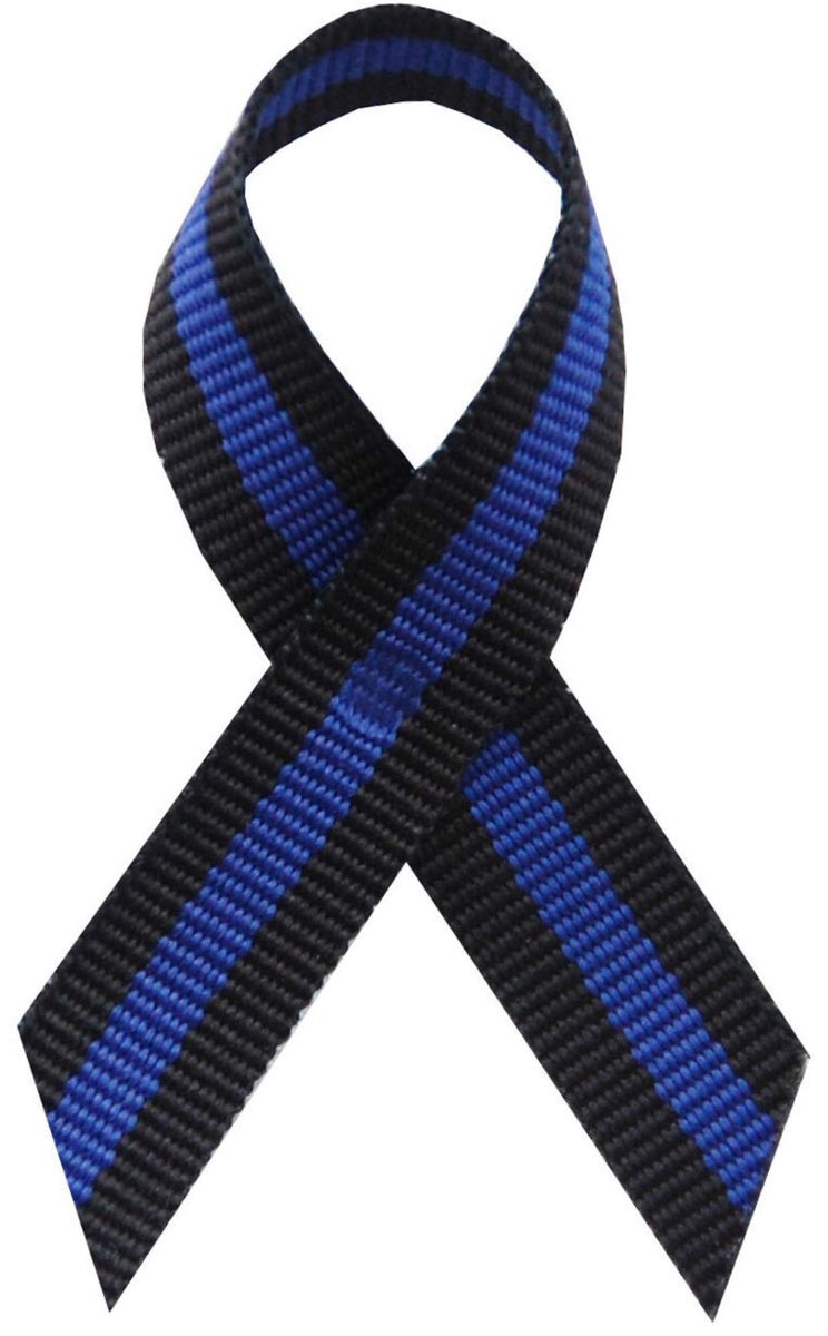 Thin Blue Line Fabric Awareness Ribbons -Lapel Ribbons w/Safety Pins ...