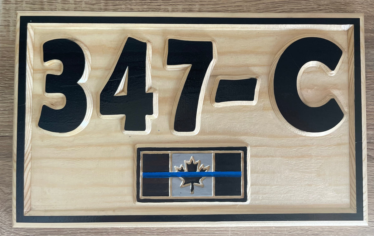 Beautiful Thin Blue Line Wood Address Plaque – The Thin Blue Line Canada