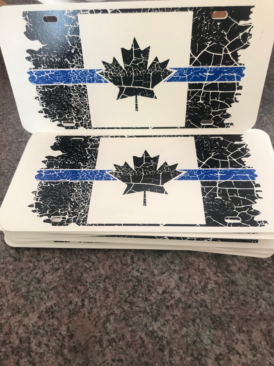 Thin Blue Line Distressed Canadian Flag License Plate – The Thin Blue ...