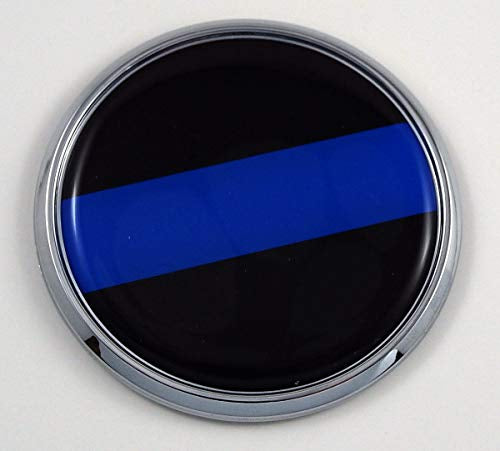 Thin Blue line Flag 2.75" Car Chrome Round Emblem Decal 3D Sticker Bad ...